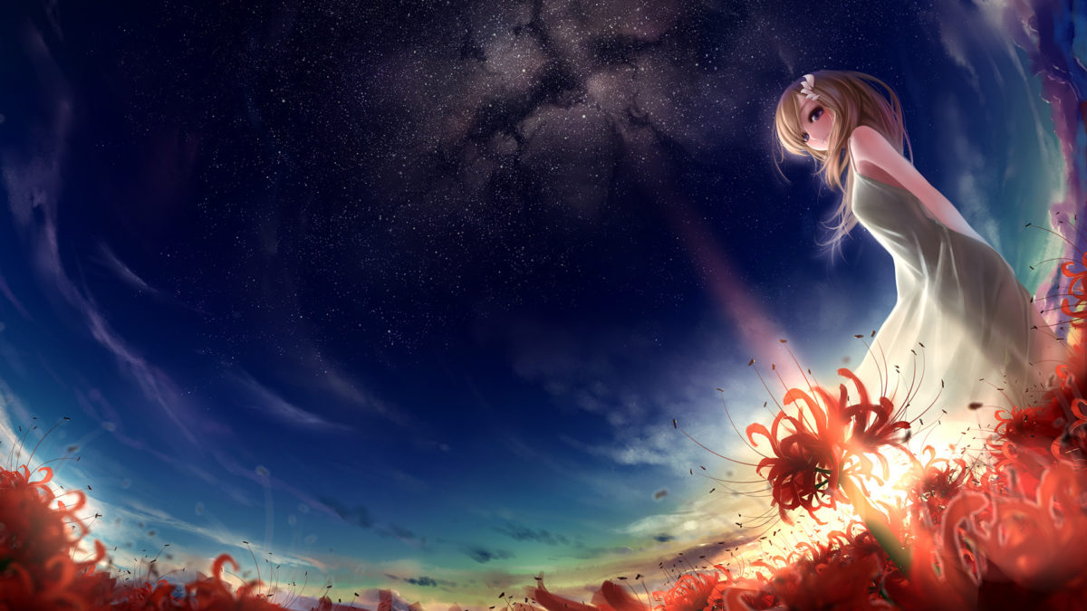 Anime Girls wallpapers Enlightened by stars