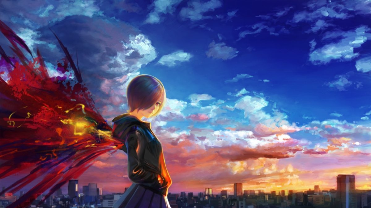 Tokyo ghoul side view kirishima touka sky