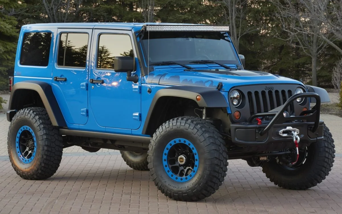 Blue Jeep Wrangler