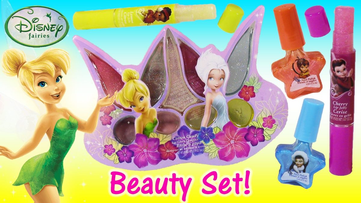 Disney Fairies TINKERBELL Cosmetic Set Beauty Bag with Lip Gloss Lip ...