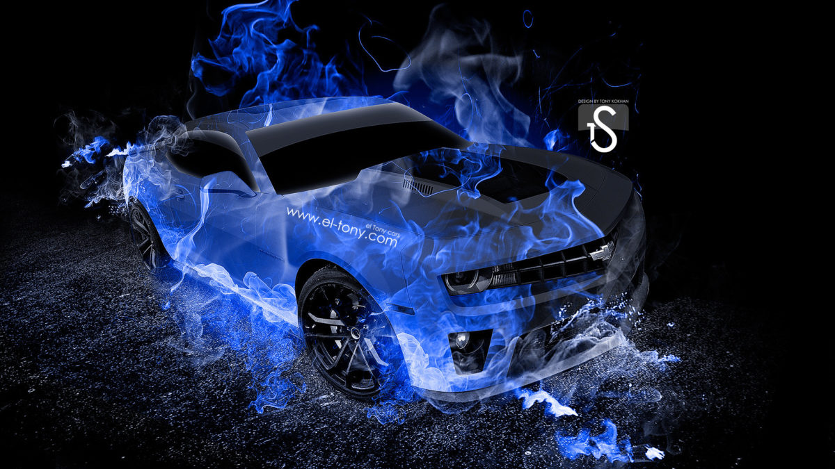 Chevrolet Camaro Blue Fire Abstract Car 2013 HD