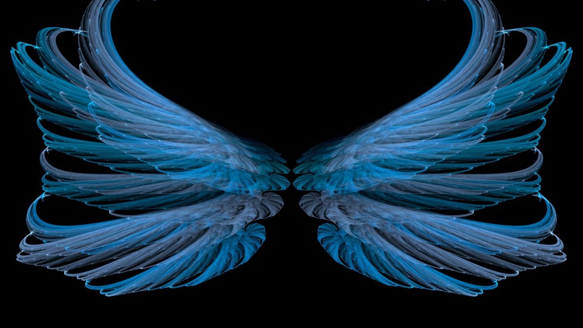 Preview wallpaper blue, black, wings, white, bright 1920×1080