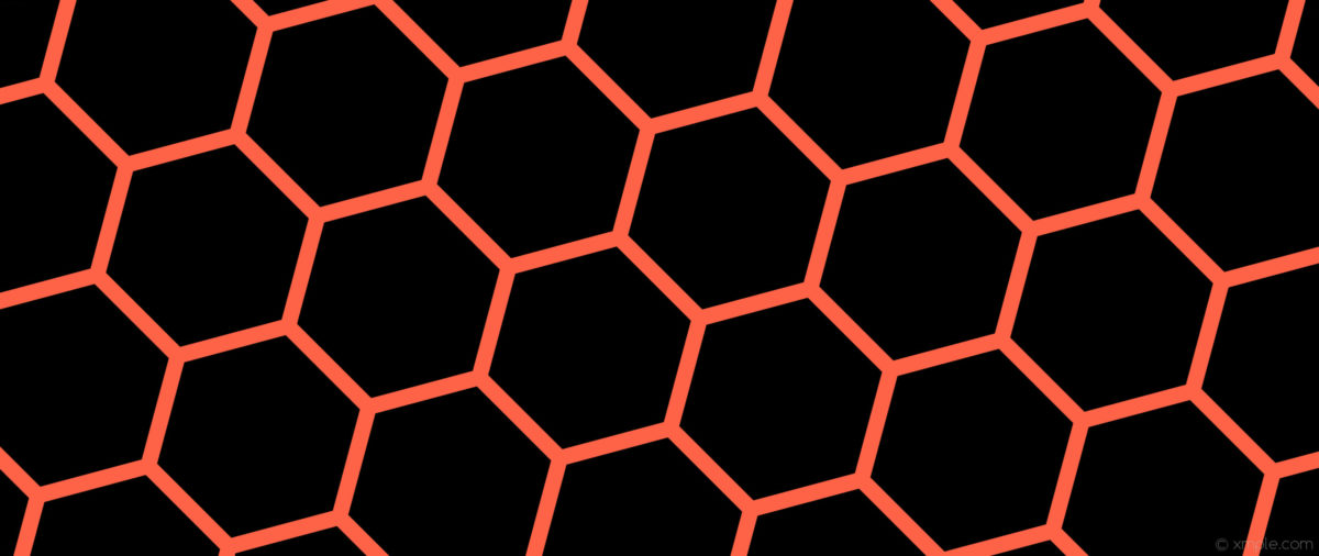 Wallpaper beehive black honeycomb orange hexagon tomato #ff6347 ...