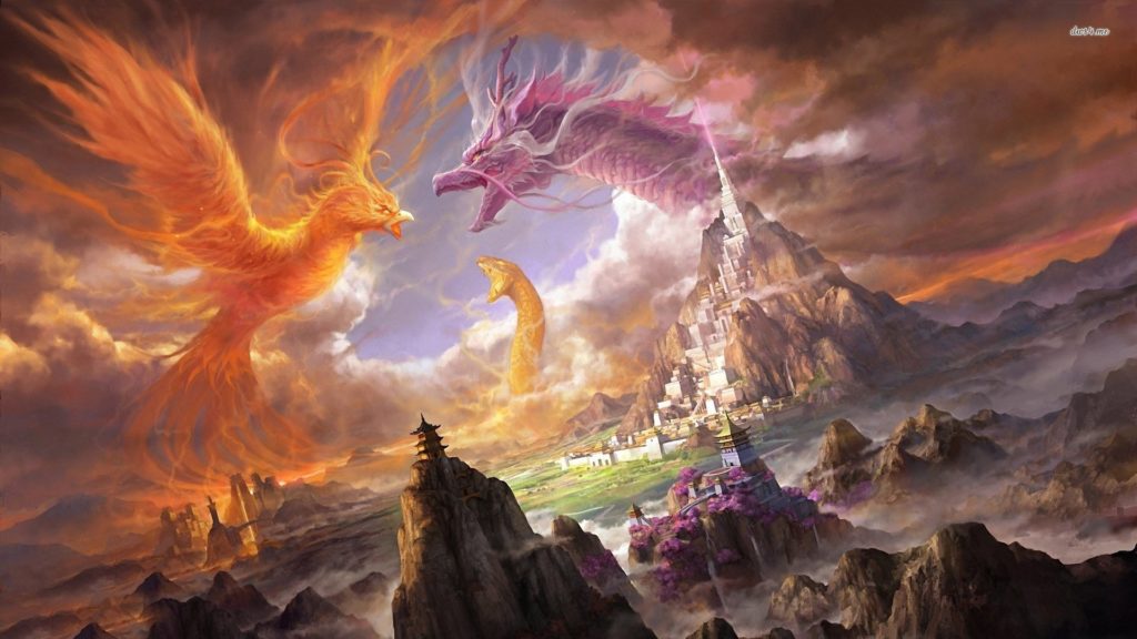 Phoenix Dragon And The Snake Wallpaper