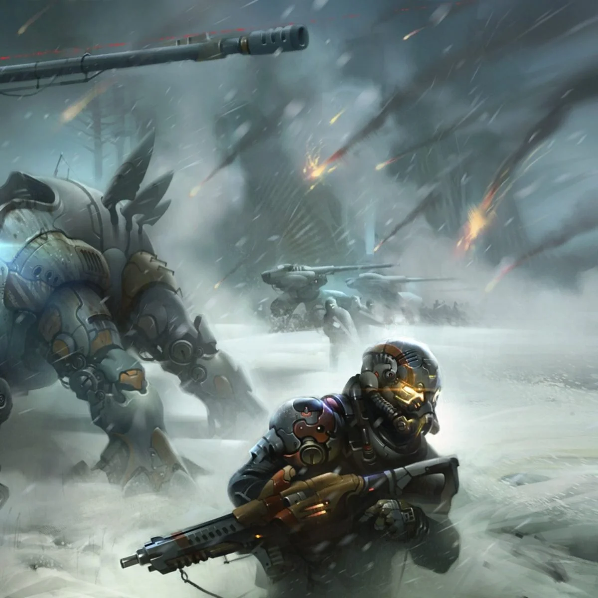 Preview wallpaper destiny, soldiers, war, winter 2048×2048