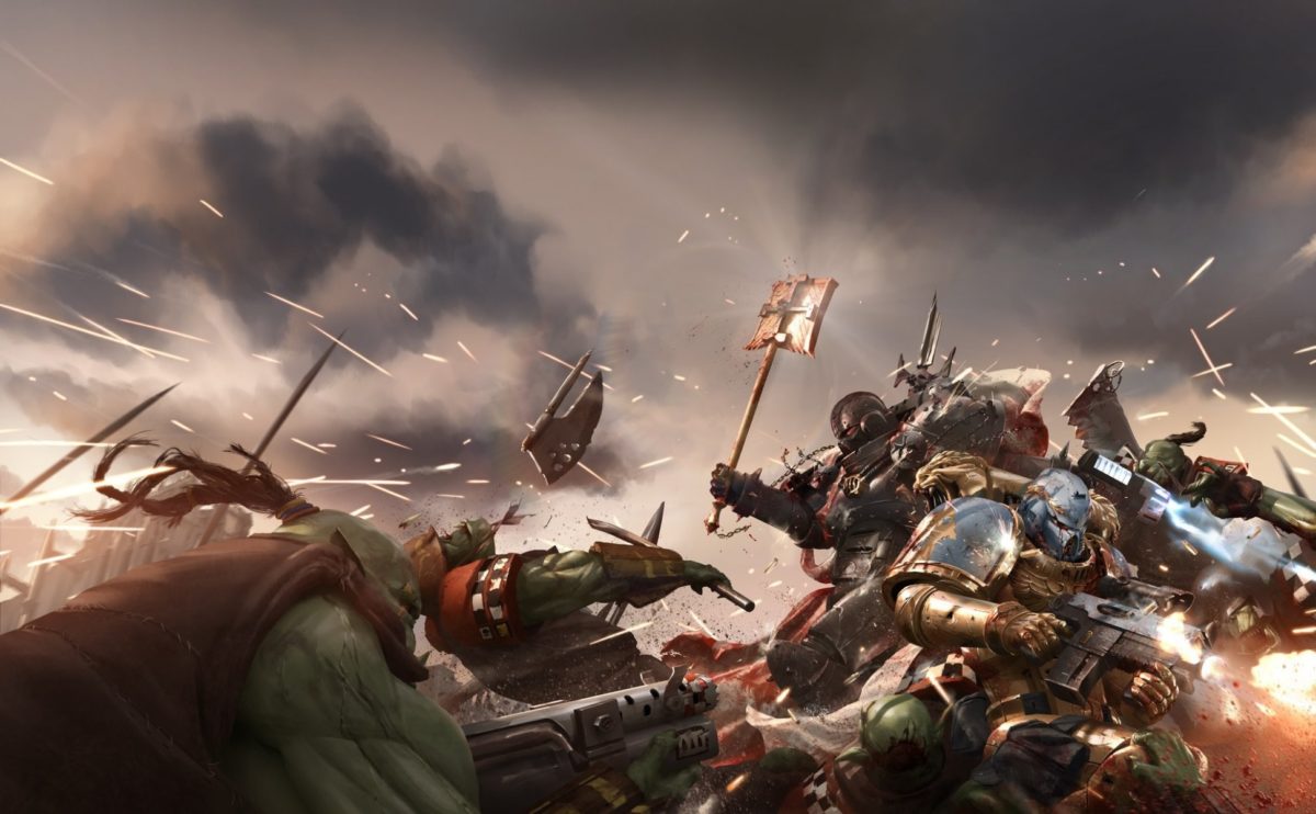 Warhammer 40k wh40k warhammer fight battle space marine ork orks art war