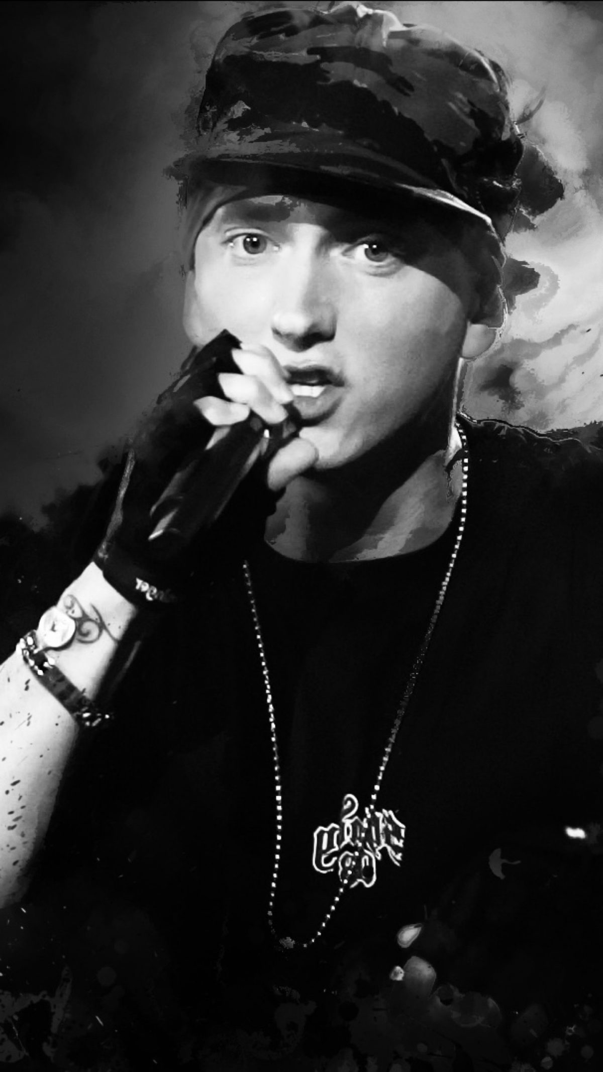 Preview wallpaper eminem, rap, hip hop, celebrity, bw 1440×2560