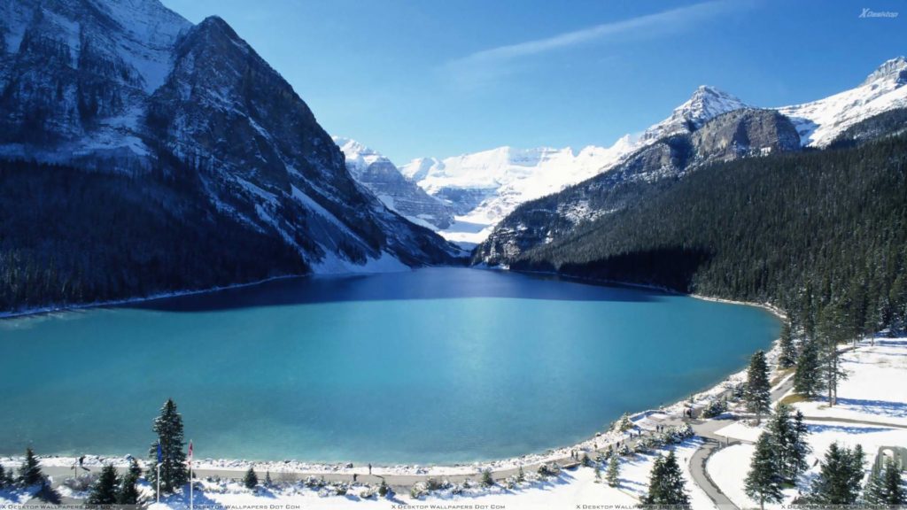 Lake Louise Far View Scene Wallpaper
