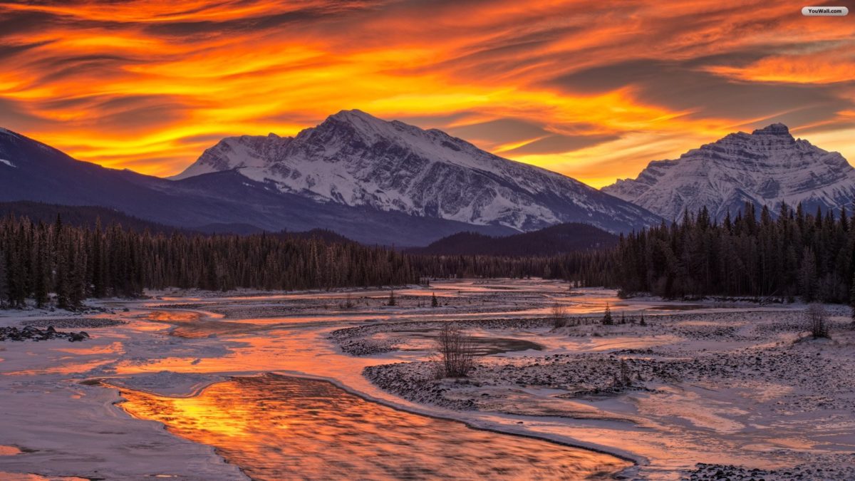 Denver Mountains Sunset. Wallpaper of sunset over snowy mountains