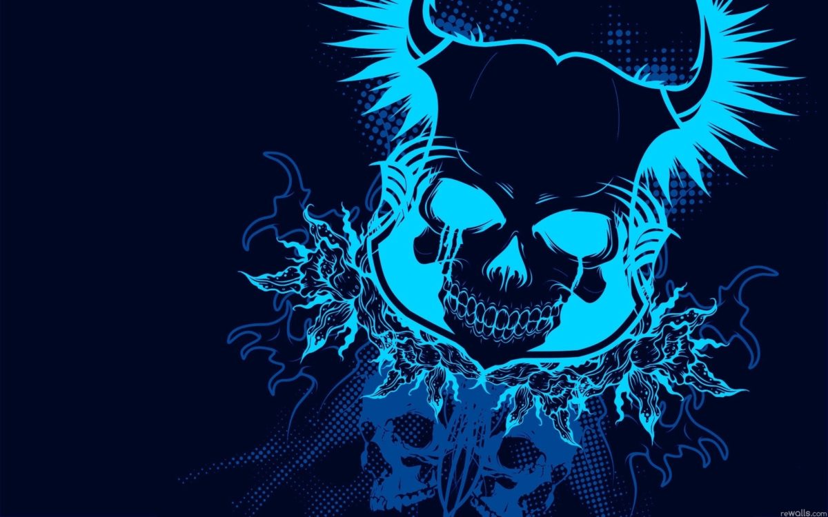 52+ Blue Line Skull