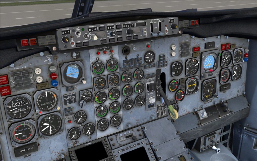 Instrument panel outfitted with Sperry 177 MCP Pedestal