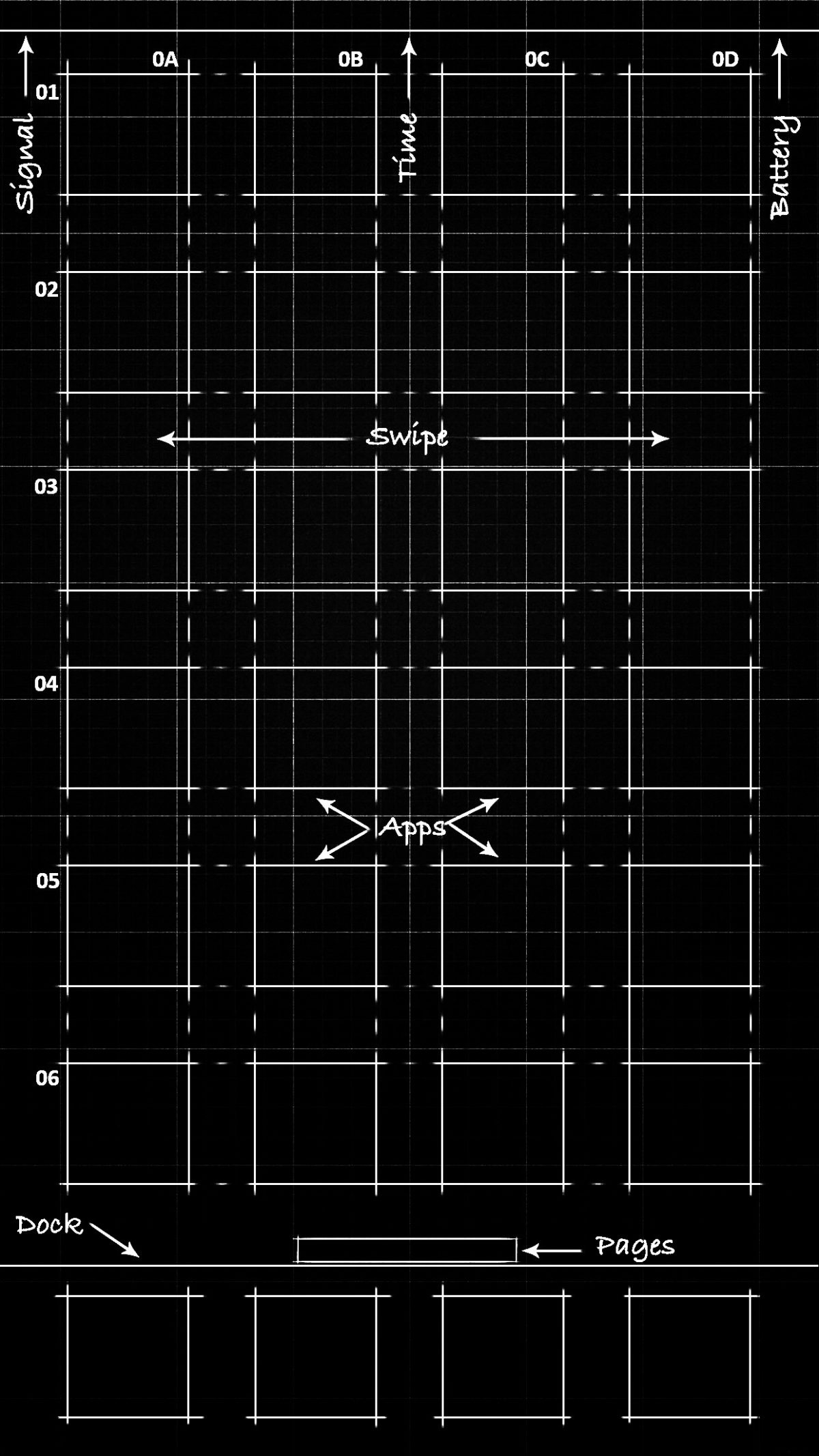 Black blueprint wallpaper 5.5 inch