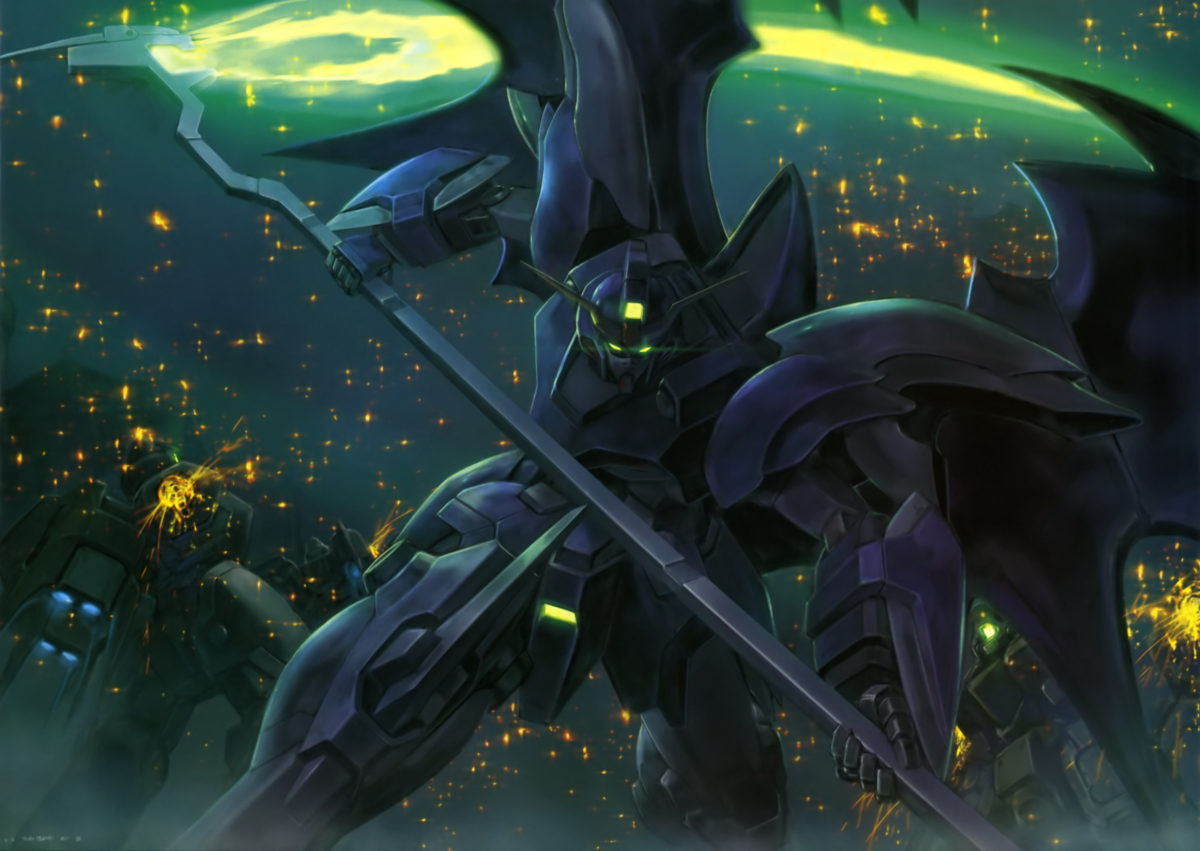 Hes got a glowing green scythe
